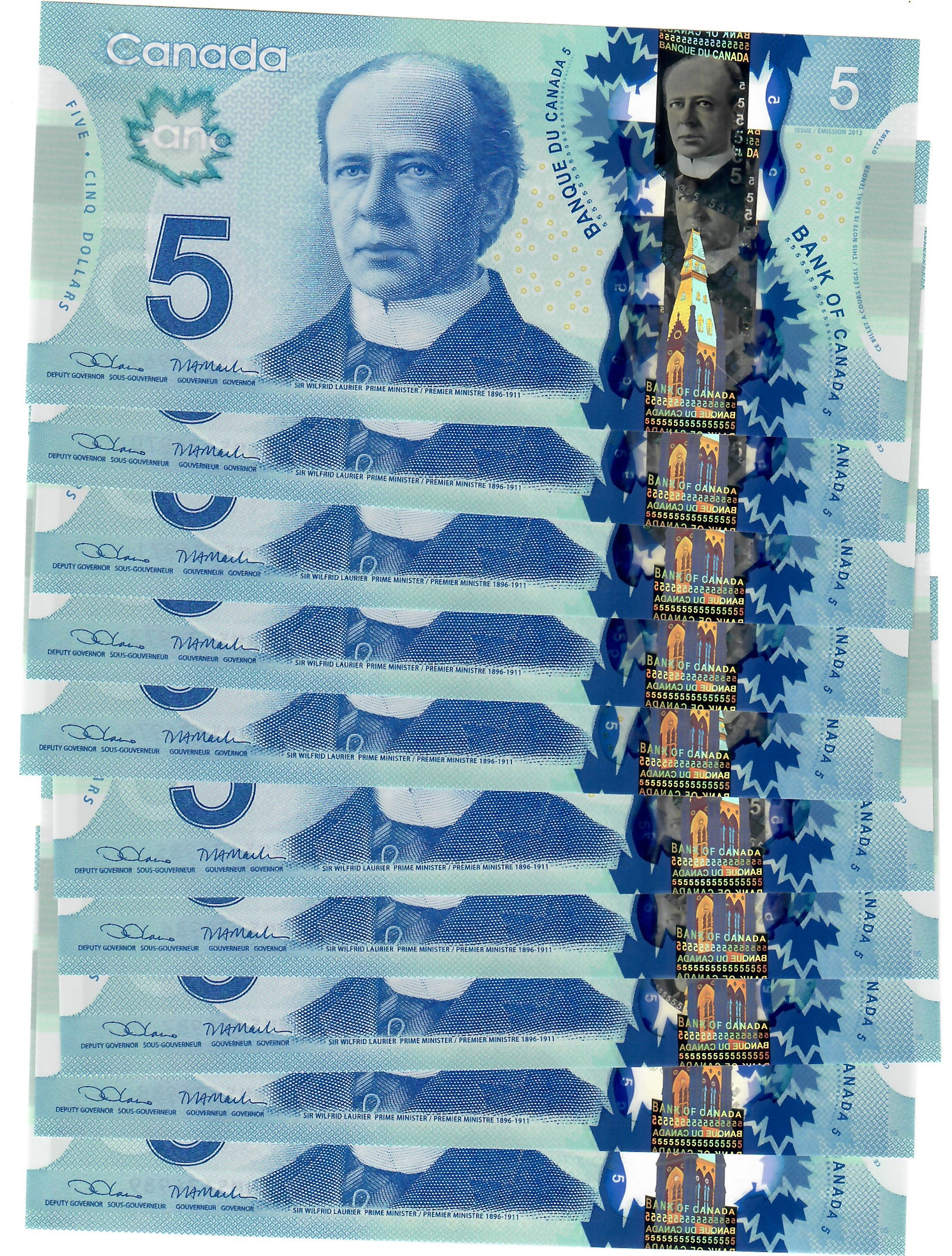Canada 10x 5 Dollars 2013 (2023) "INM" Lane-Macklem – Davenport ...