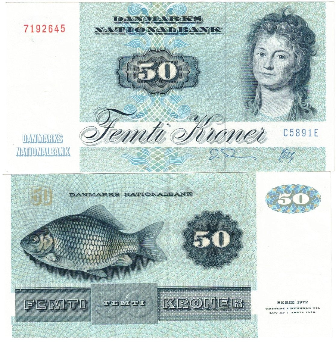 Denmark 50 Kroner 1989 VF/EF "Thomasen/Herly" – Davenport-Banknotes-and ...