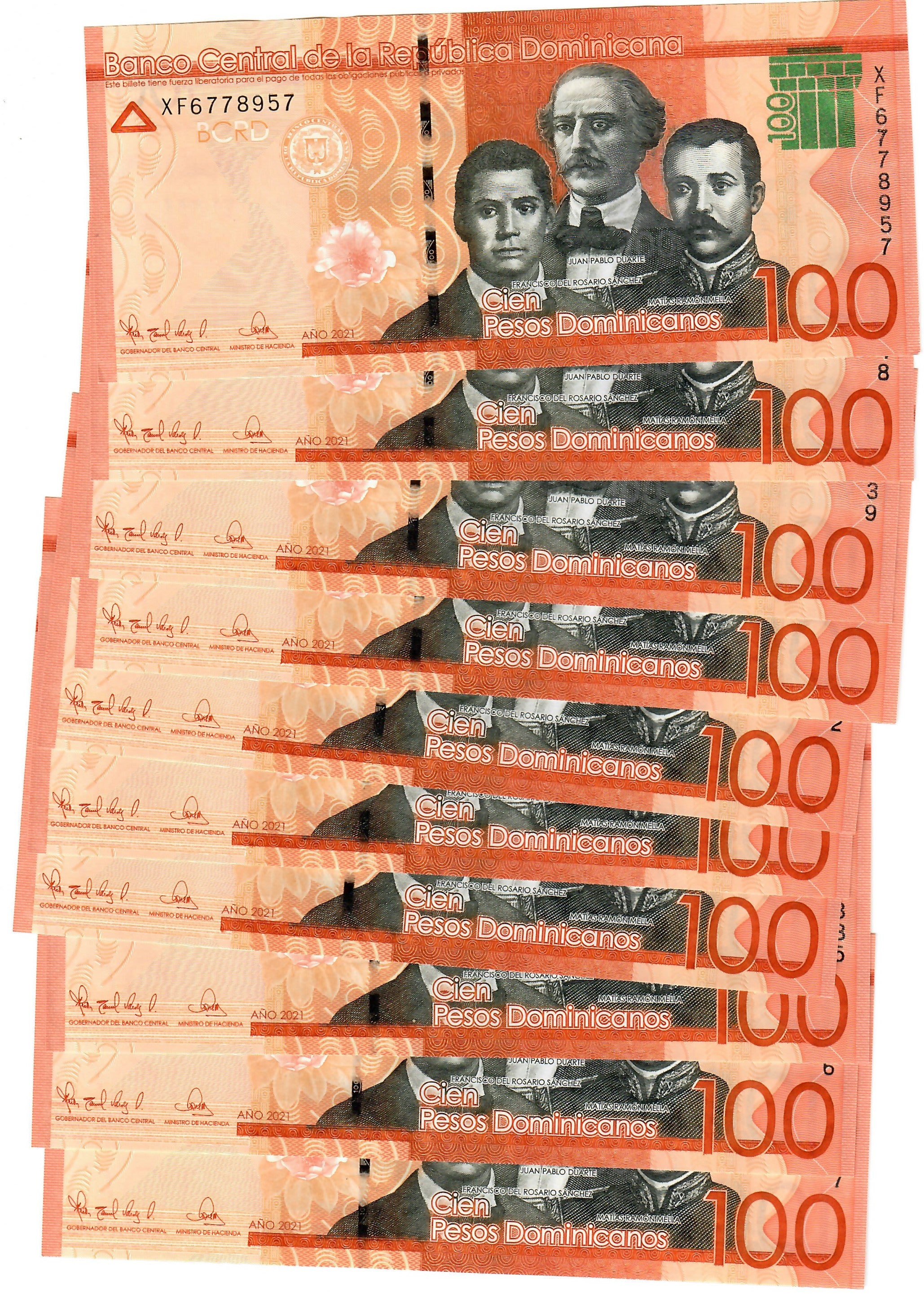 Dominican Republic 10x 100 Pesos 2021 UNC – Davenport-Banknotes-and-Coins