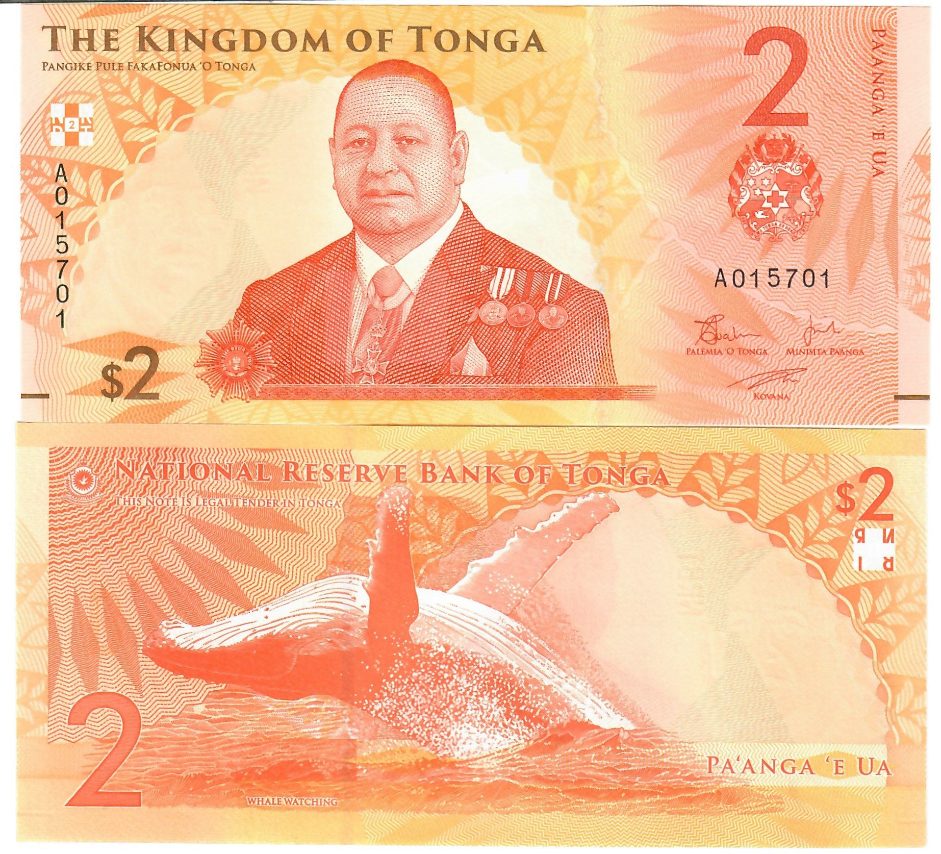 Tonga 2 Pa'anga 2023 (2024) UNC "A" – Davenport-Banknotes-and-Coins