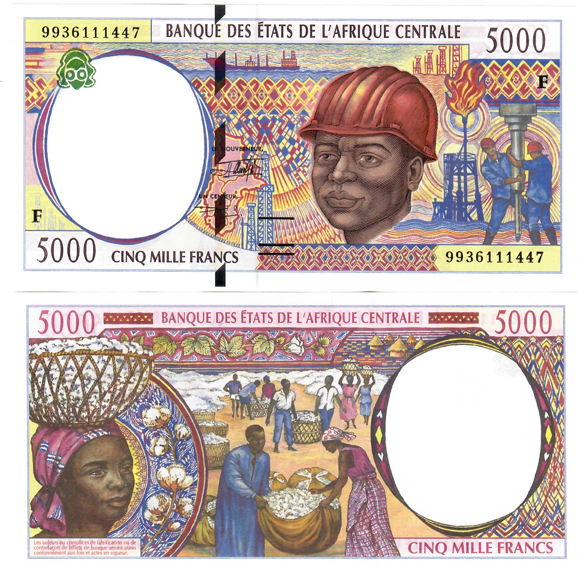 Central African Republic 5000 Francs CFA 1994 (1999) UNC (F ...