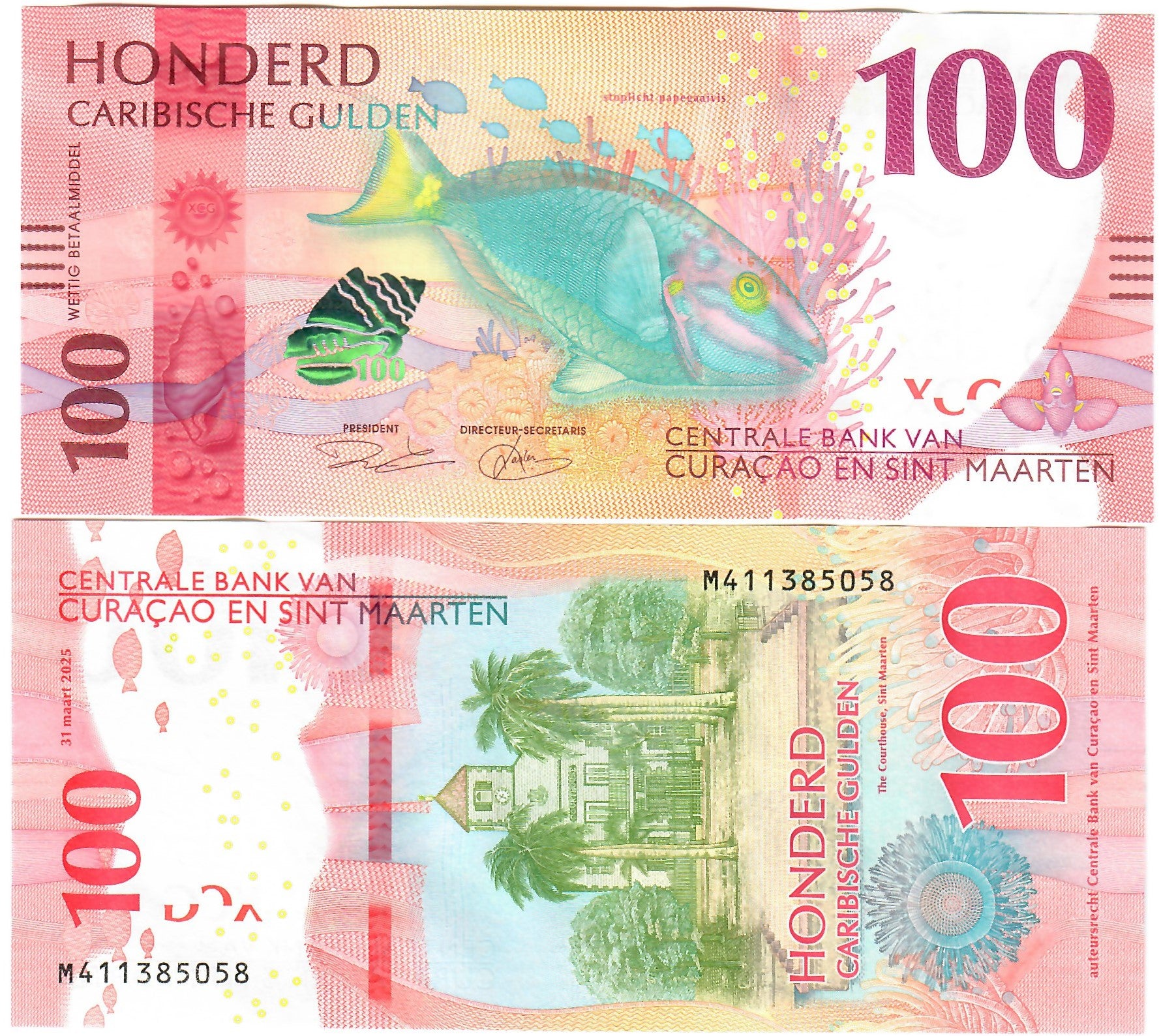 Curacao and Sint Maarten (Saint Martin) 100 Caribbean Guilders 2025 UN ...