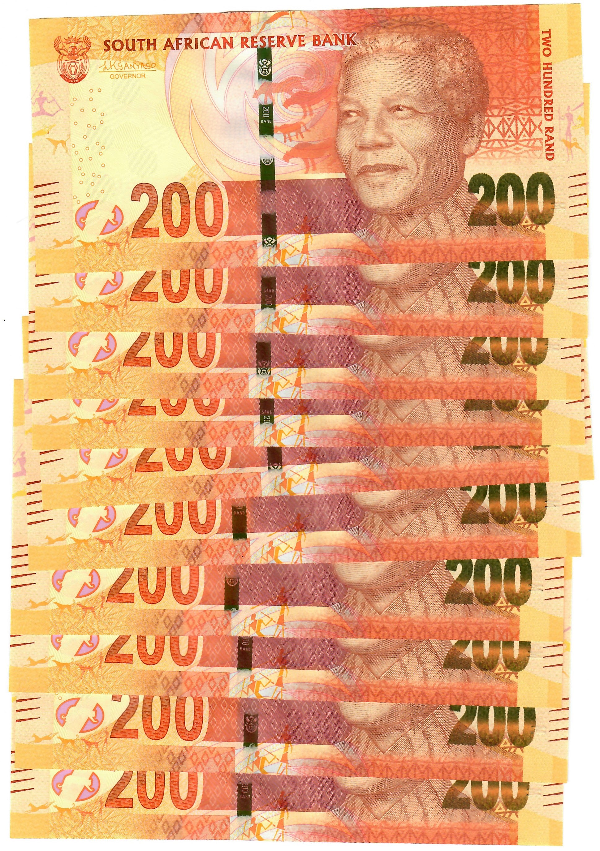 South Africa 10x 200 Rand 2012 (2015) UNC "Kganyago" – Davenport ...