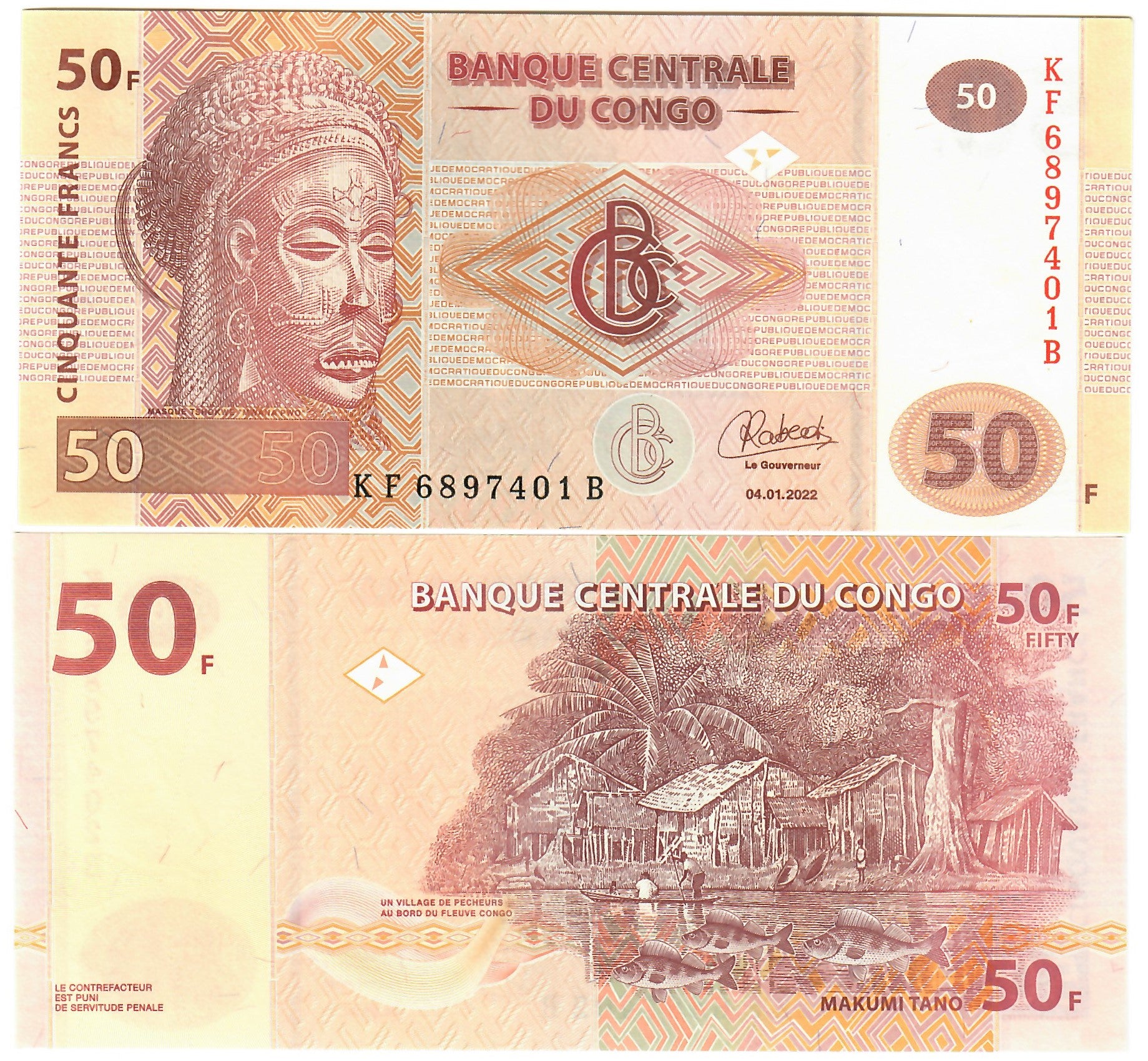 Democratic Republic of Congo 50 Francs 2022 UNC – Davenport-Banknotes ...