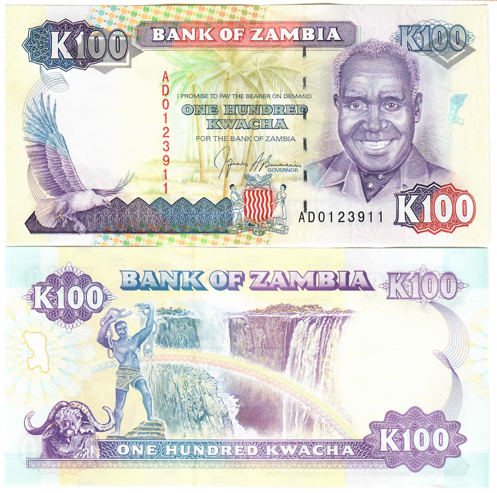 Zambia 100 Kwacha 1991 UNC – Davenport-Banknotes-and-Coins