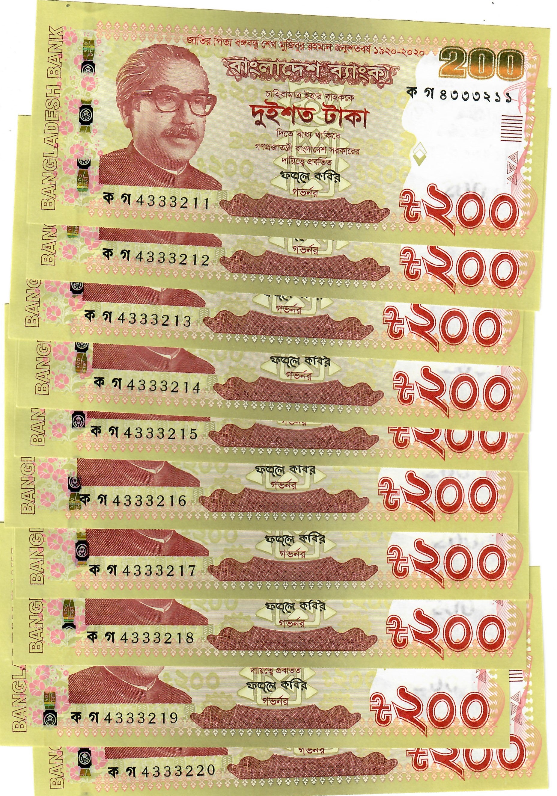 Bangladesh 10x 200 Taka 2020 UNC – Davenport-Banknotes-and-Coins