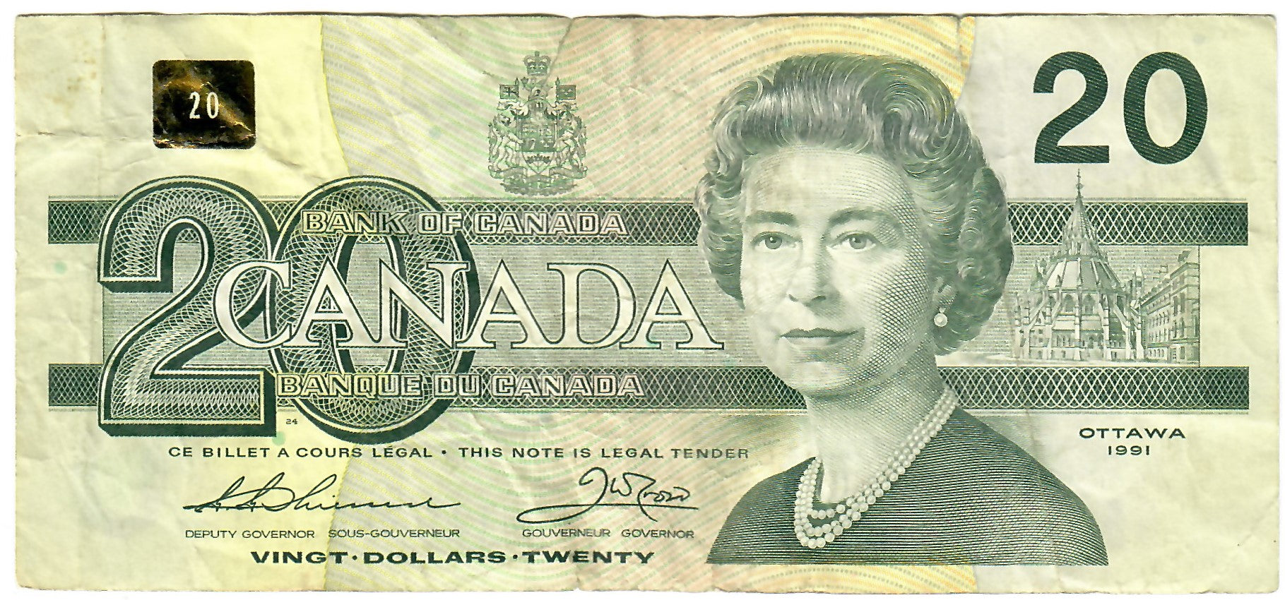 Canada 20 Dollars 1991 VG "ESJ" Thiessen-Crow – Davenport-Banknotes-and ...
