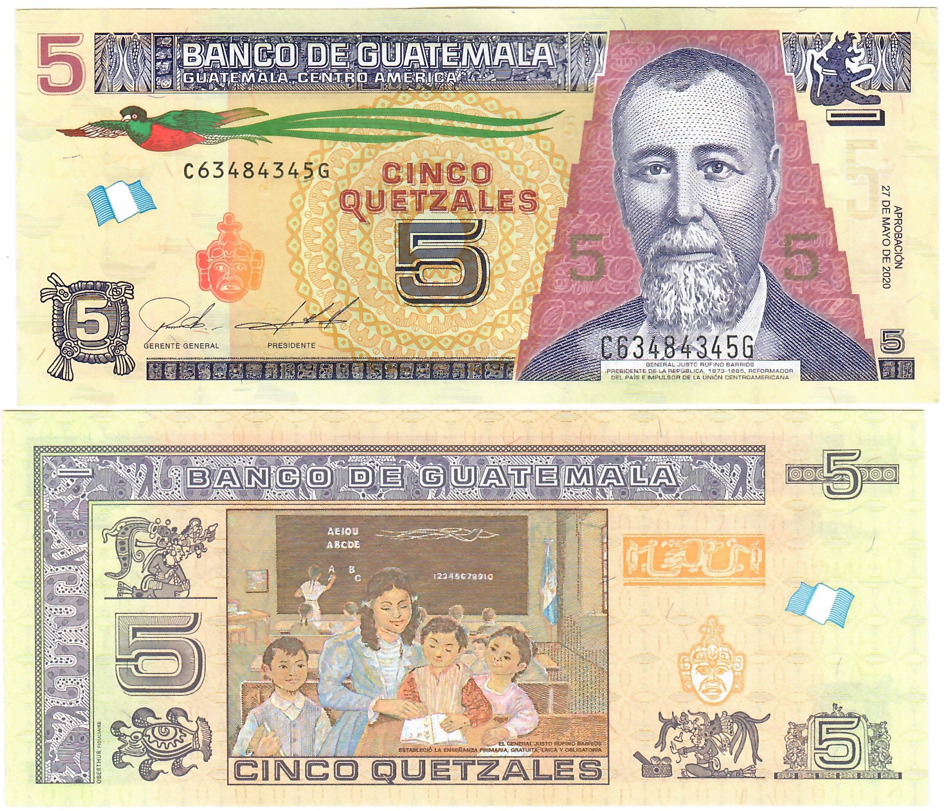 Guatemala 5 Quetzales 2020 UNC – Davenport-Banknotes-and-Coins