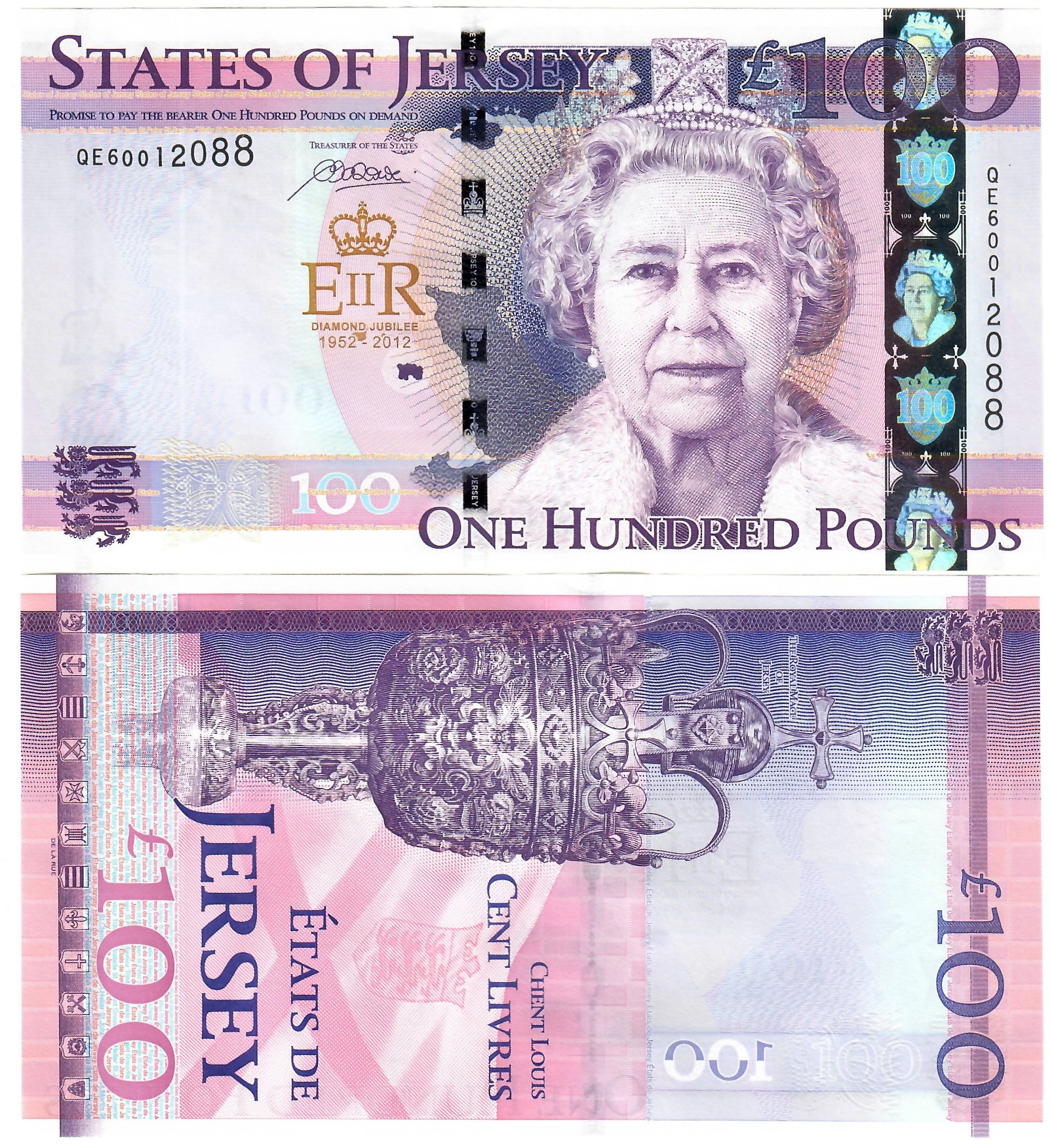 Jersey 100 Pounds 2012 UNC "Rowley" – Davenport-Banknotes-and-Coins