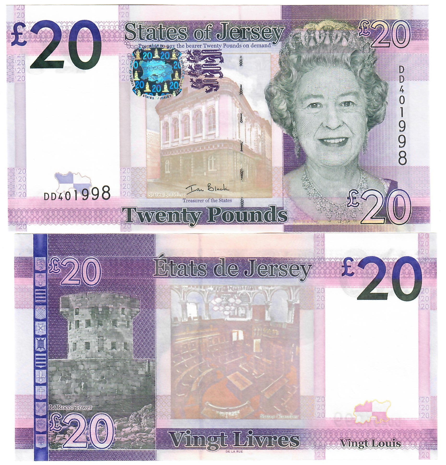 Jersey 20 Pounds 2010 UNC "Black" – Davenport-Banknotes-and-Coins