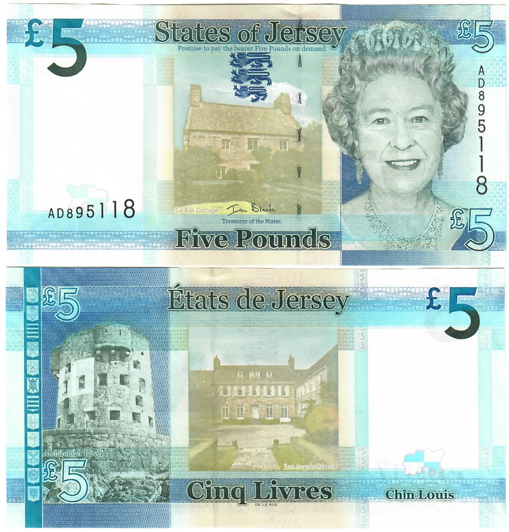 Jersey 5 Pounds 2010 UNC "Black" – Davenport-Banknotes-and-Coins