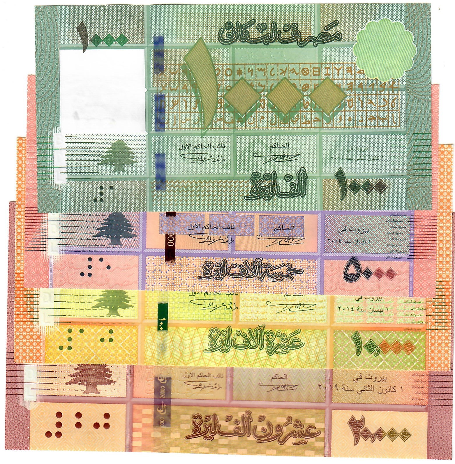 SET Lebanon 1000, 5000, 10000 & 20000 Pounds 2014-2019 UNC – Davenport ...