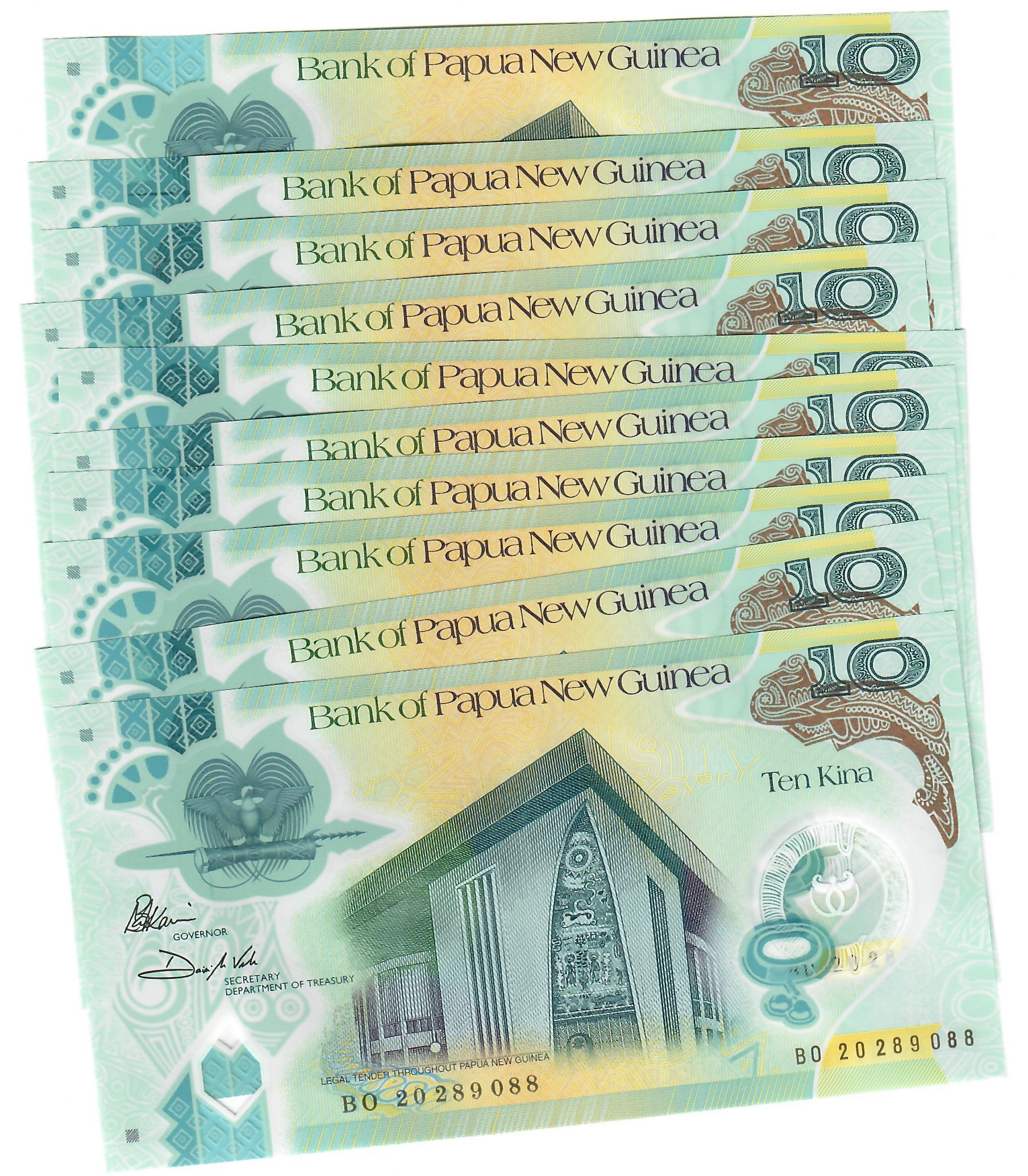 Papua New Guinea 10x 10 Kina 2020 UNC – Davenport-Banknotes-and-Coins