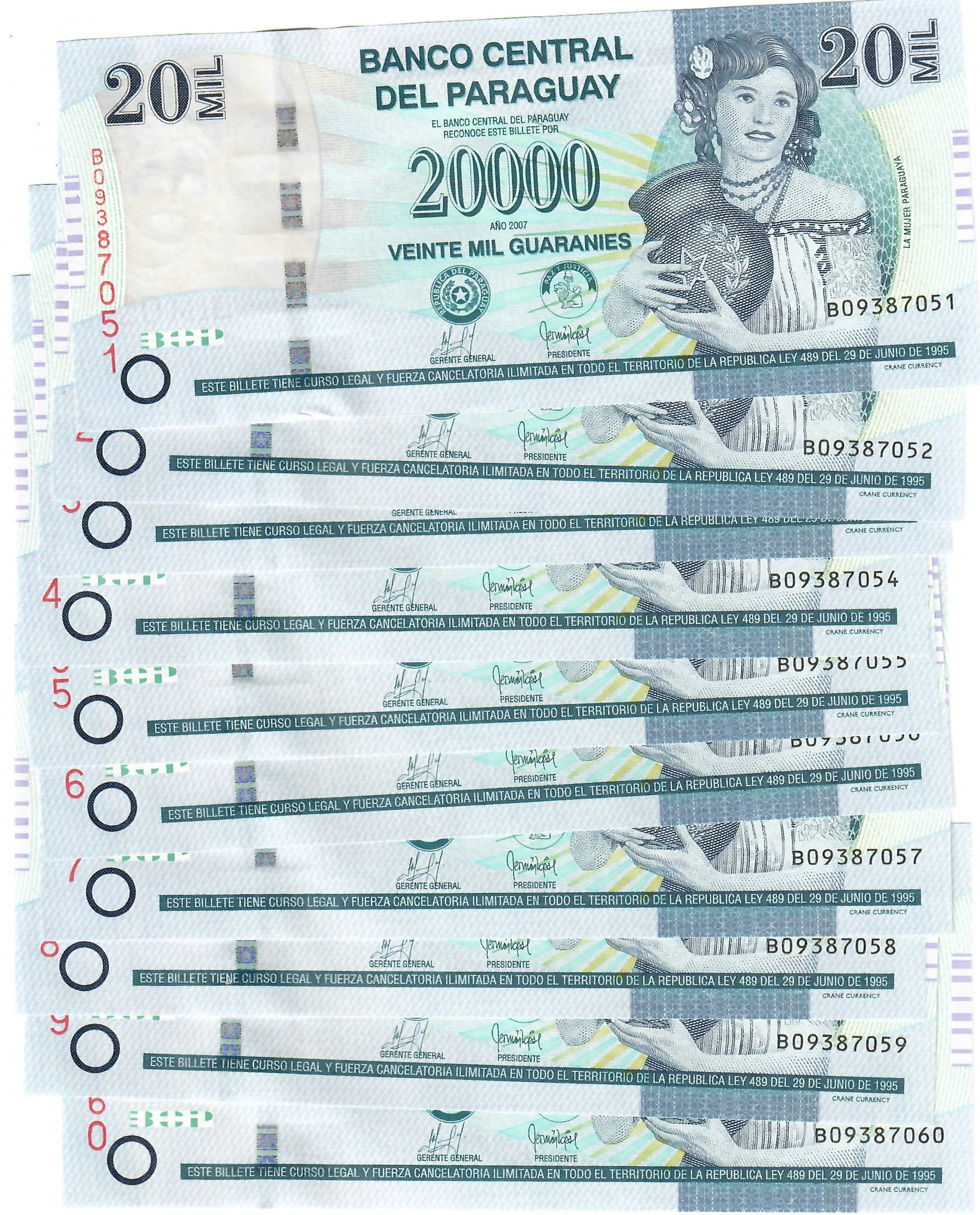 Paraguay 10x 20000 Guaranies 2007 UNC – Davenport-Banknotes-and-Coins