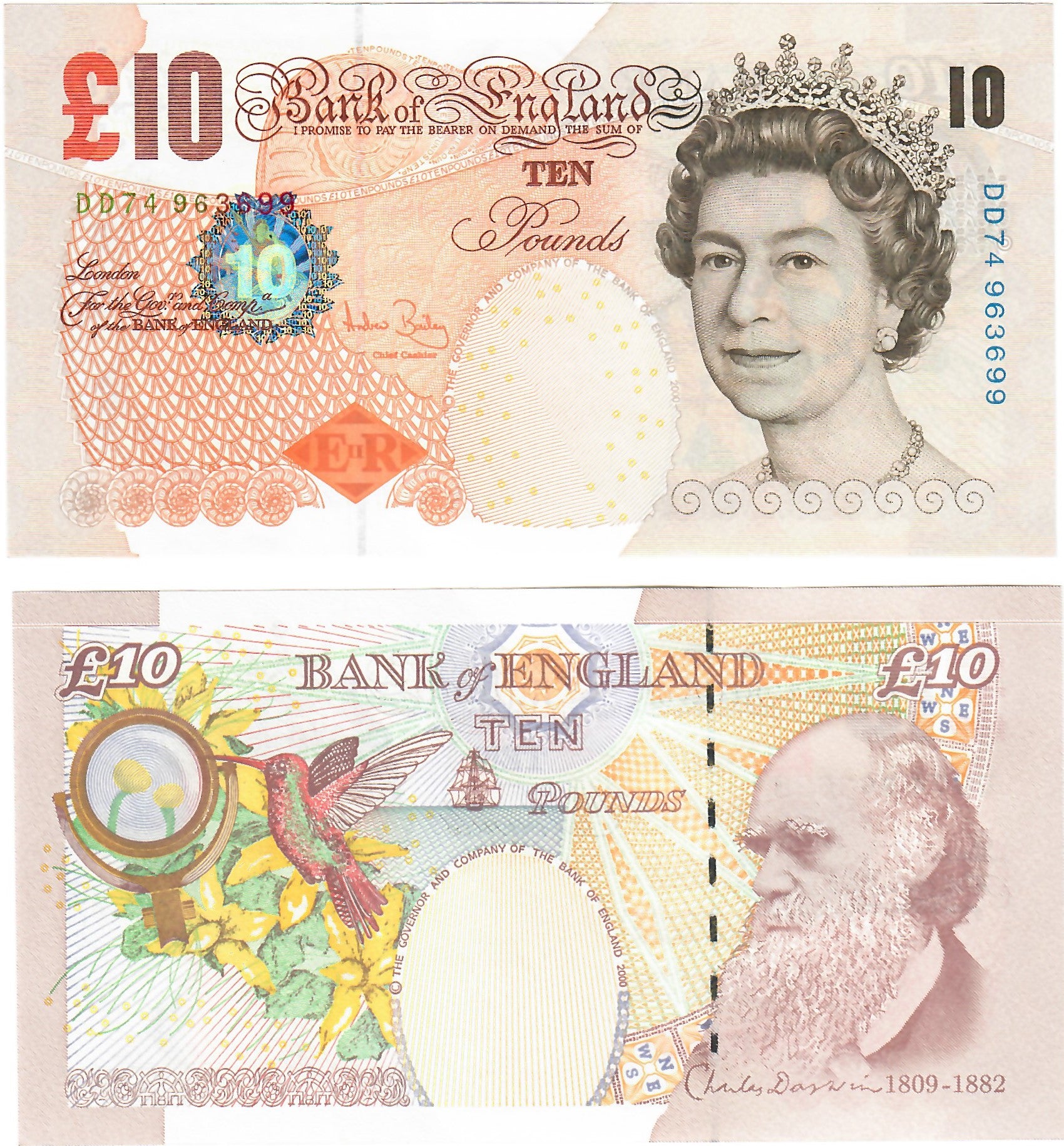 England 10 Pounds 2000 UNC "Bailey" – Davenport-Banknotes-and-Coins