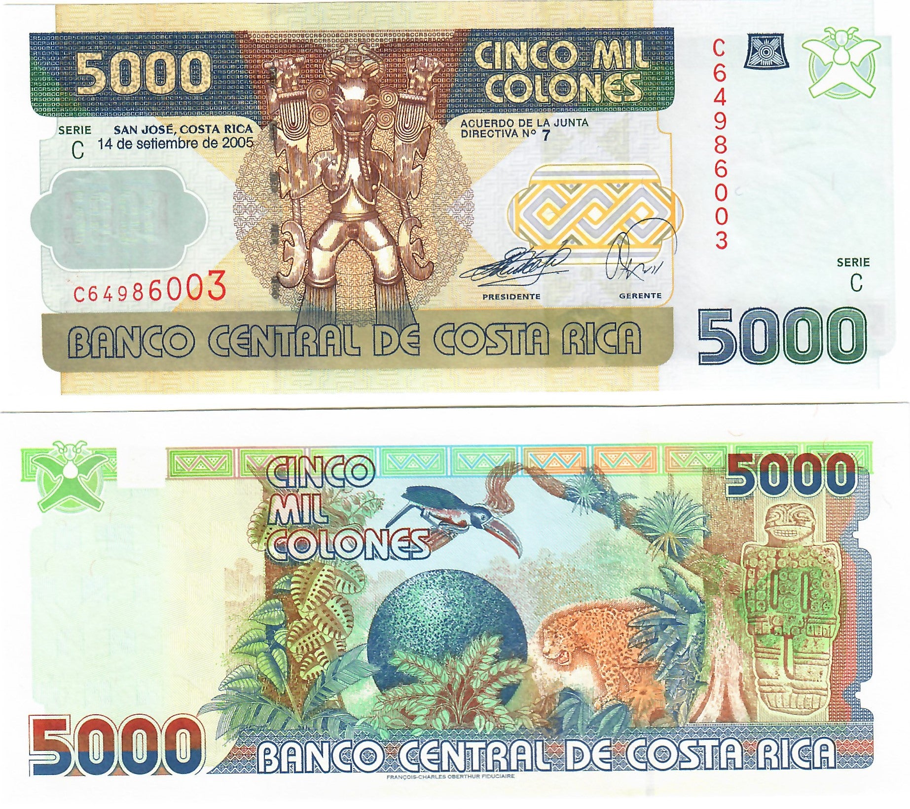 Costa Rica 5000 Colones 2005 UNC – Davenport-Banknotes-and-Coins