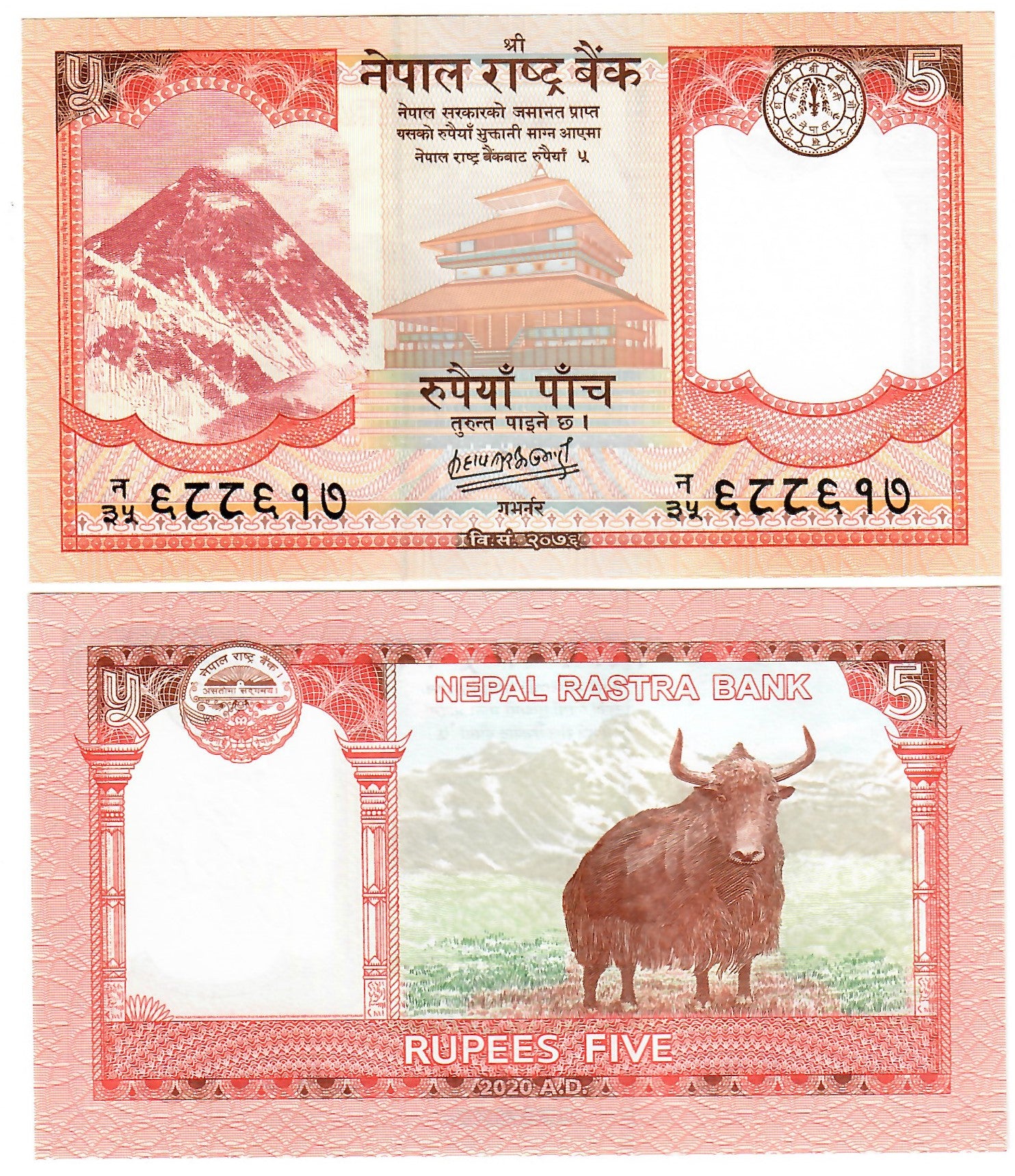 Nepal 5 Rupees 2020 UNC – Davenport-Banknotes-and-Coins