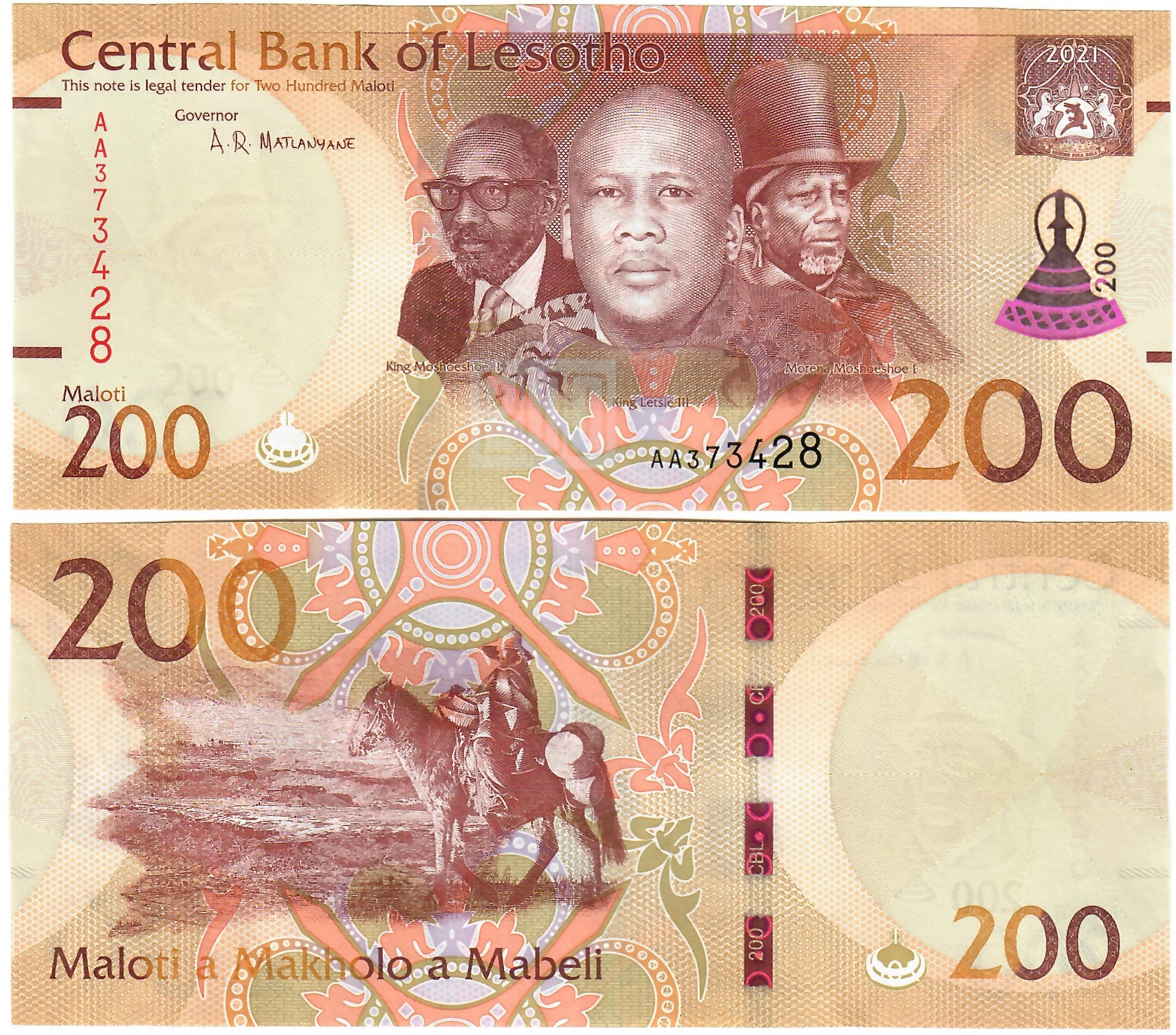 Lesotho 200 Maloti 2021 UNC – Davenport-Banknotes-and-Coins