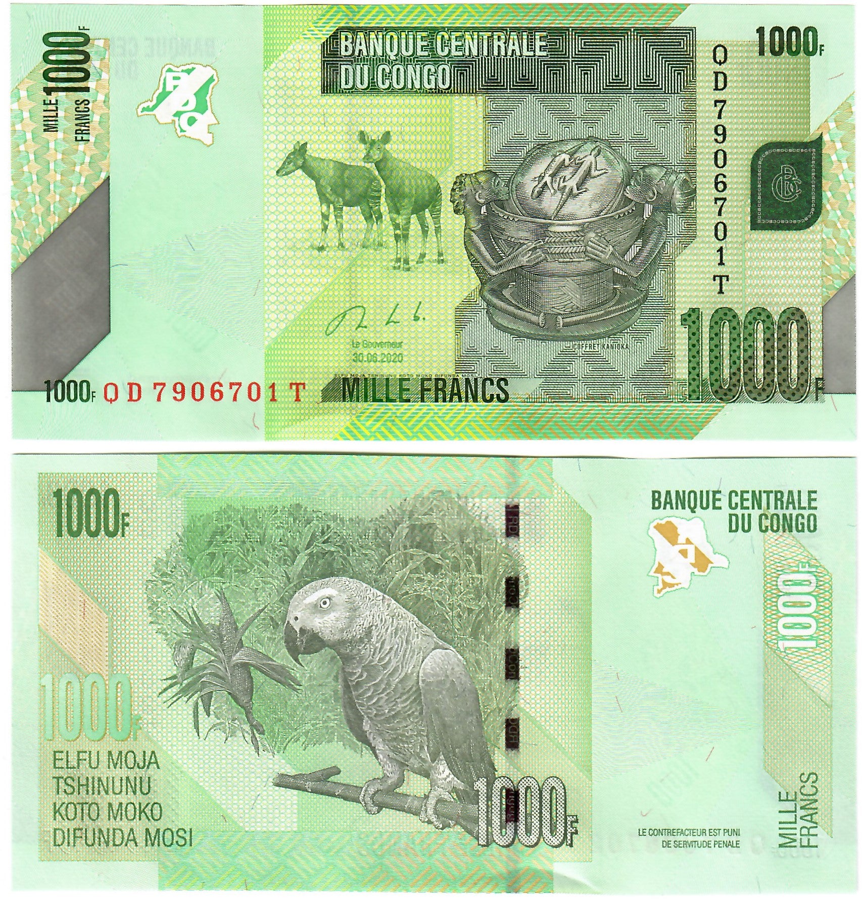 Democratic Republic of Congo 1000 Francs 2020 UNC – Davenport-Banknotes ...