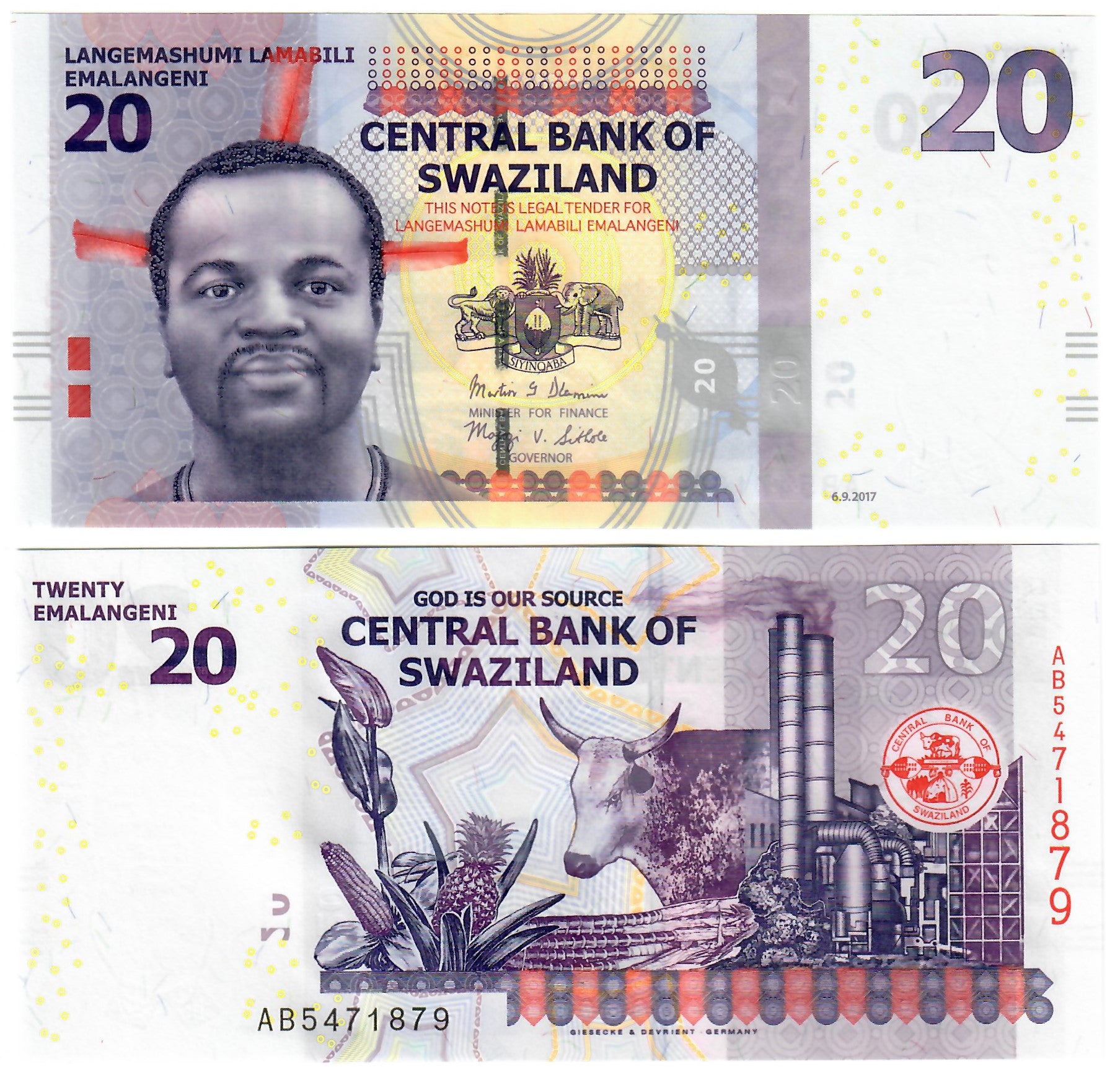 Swaziland (eSwatini) 20 Lilangeni 2017 UNC – Davenport-Banknotes-and-Coins