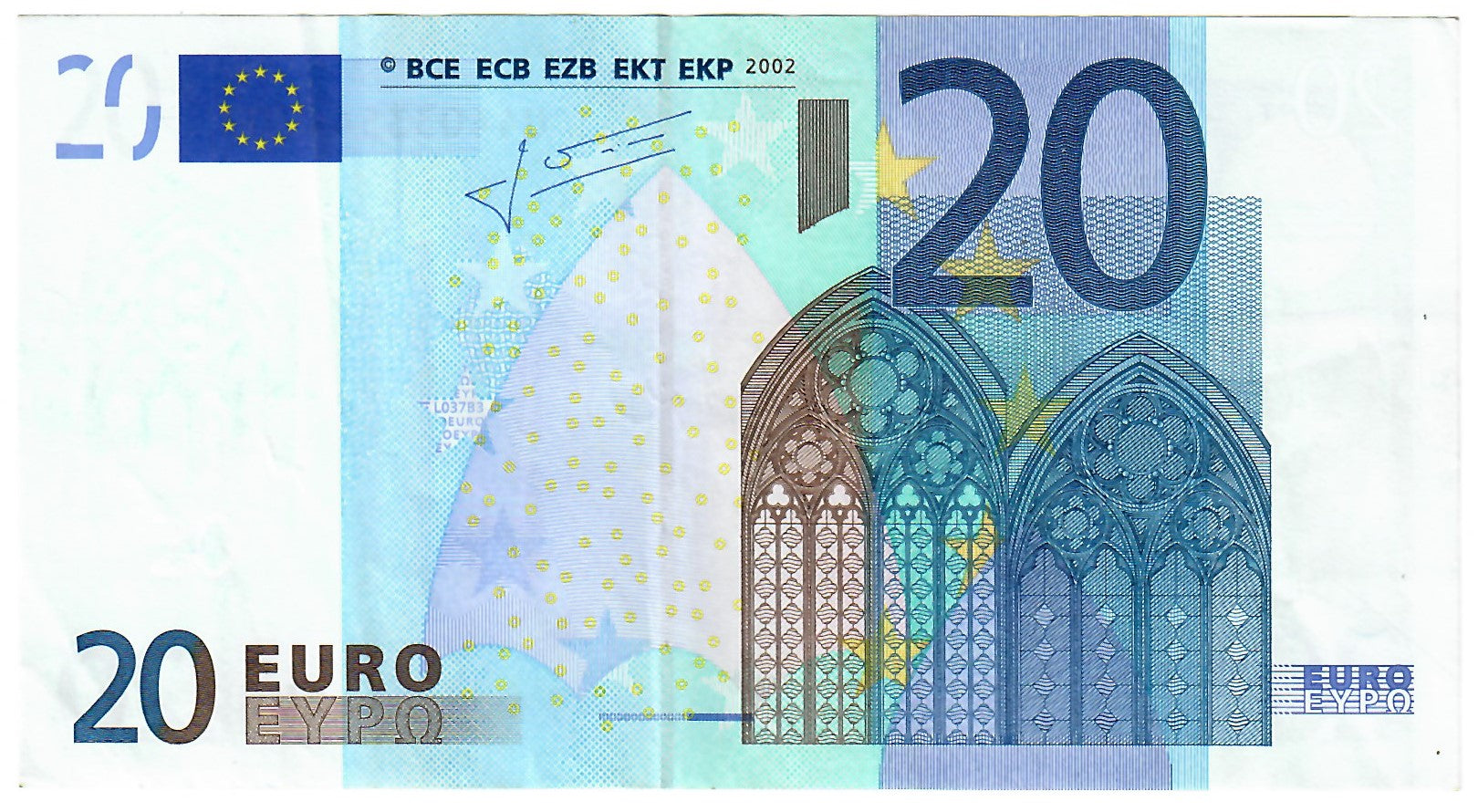 European Union 20 Euros 2002 (U France) EF Trichet ERROR – Davenport ...