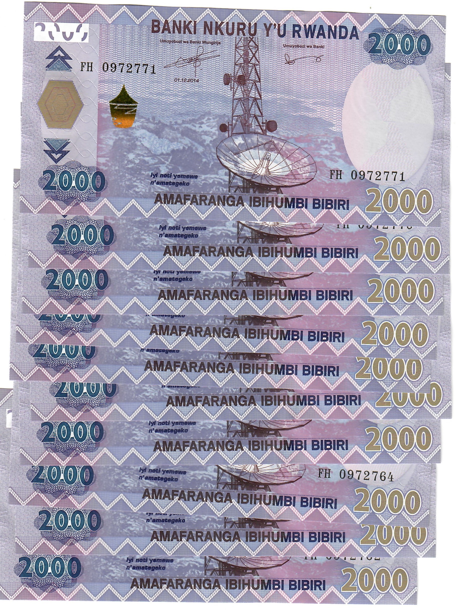 Rwanda 10x 2000 Francs 2014 UNC – Davenport-Banknotes-and-Coins