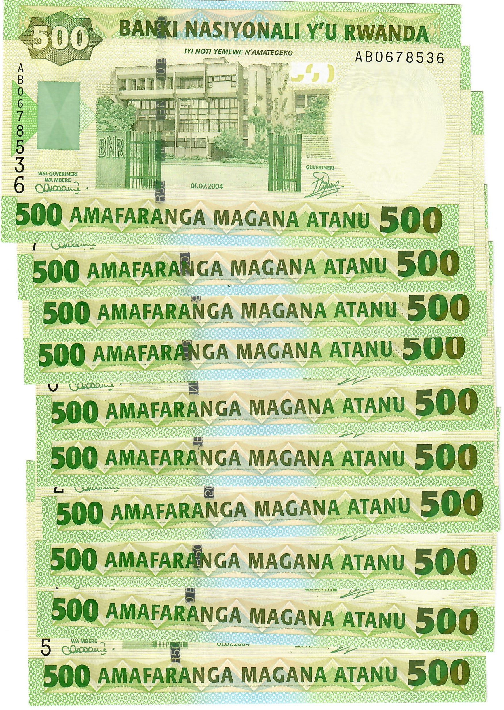 Rwanda 10x 500 Francs 2004 UNC – Davenport-Banknotes-and-Coins