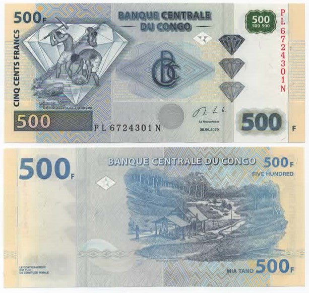 Democratic Republic of Congo 500 Francs 2020 (2021) UNC – Davenport ...