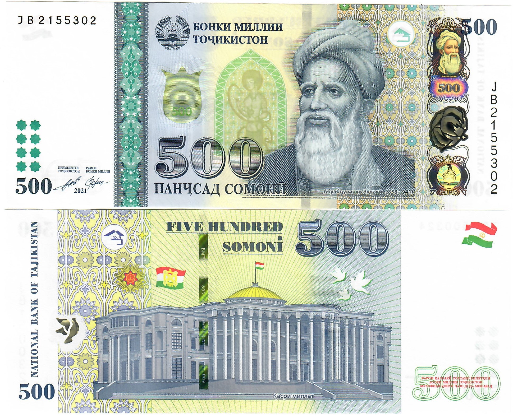 Tajikistan 500 Somoni 2021 UNC – Davenport-Banknotes-and-Coins