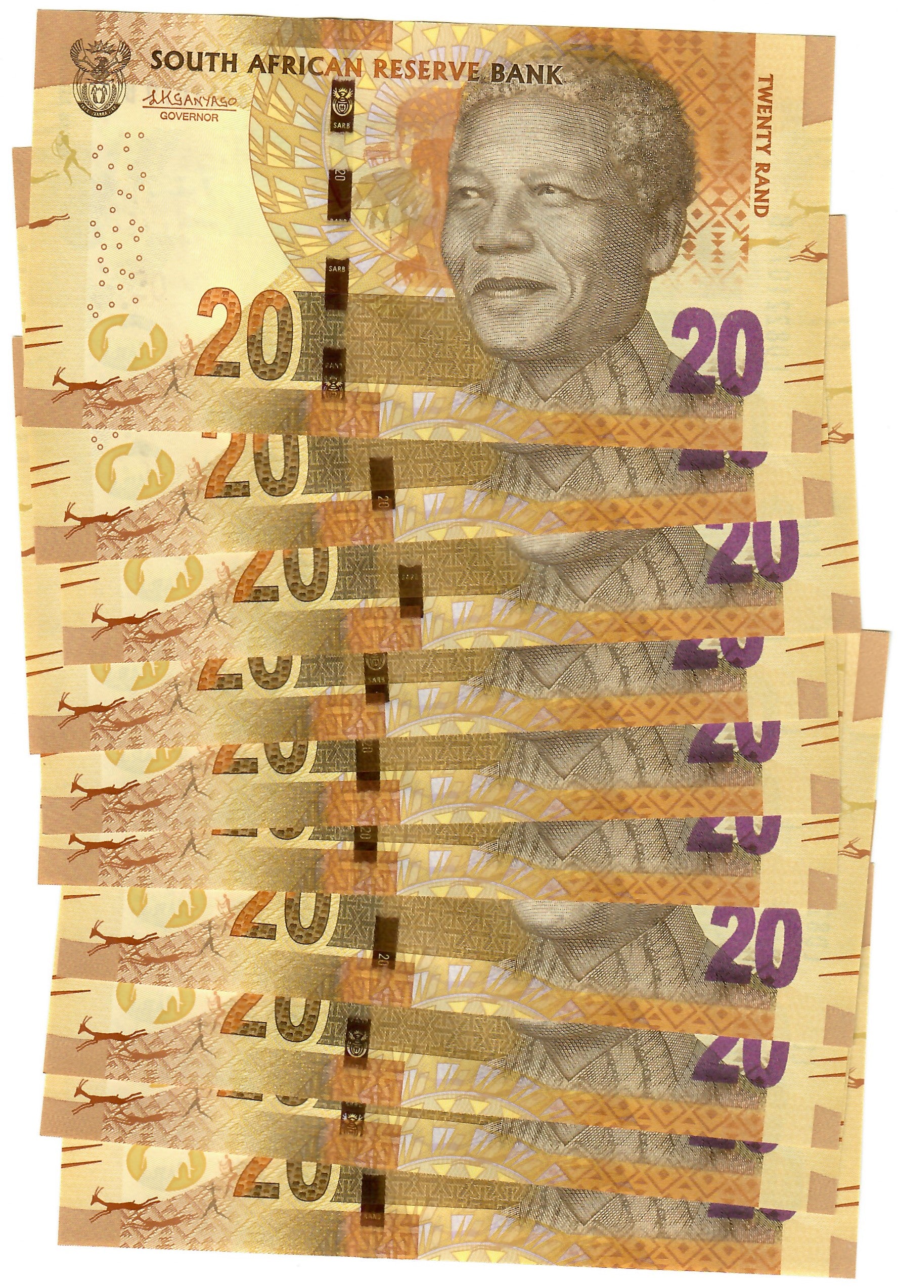 South Africa 10x 20 Rand 2015 UNC "Kganyago" – Davenport-Banknotes-and ...