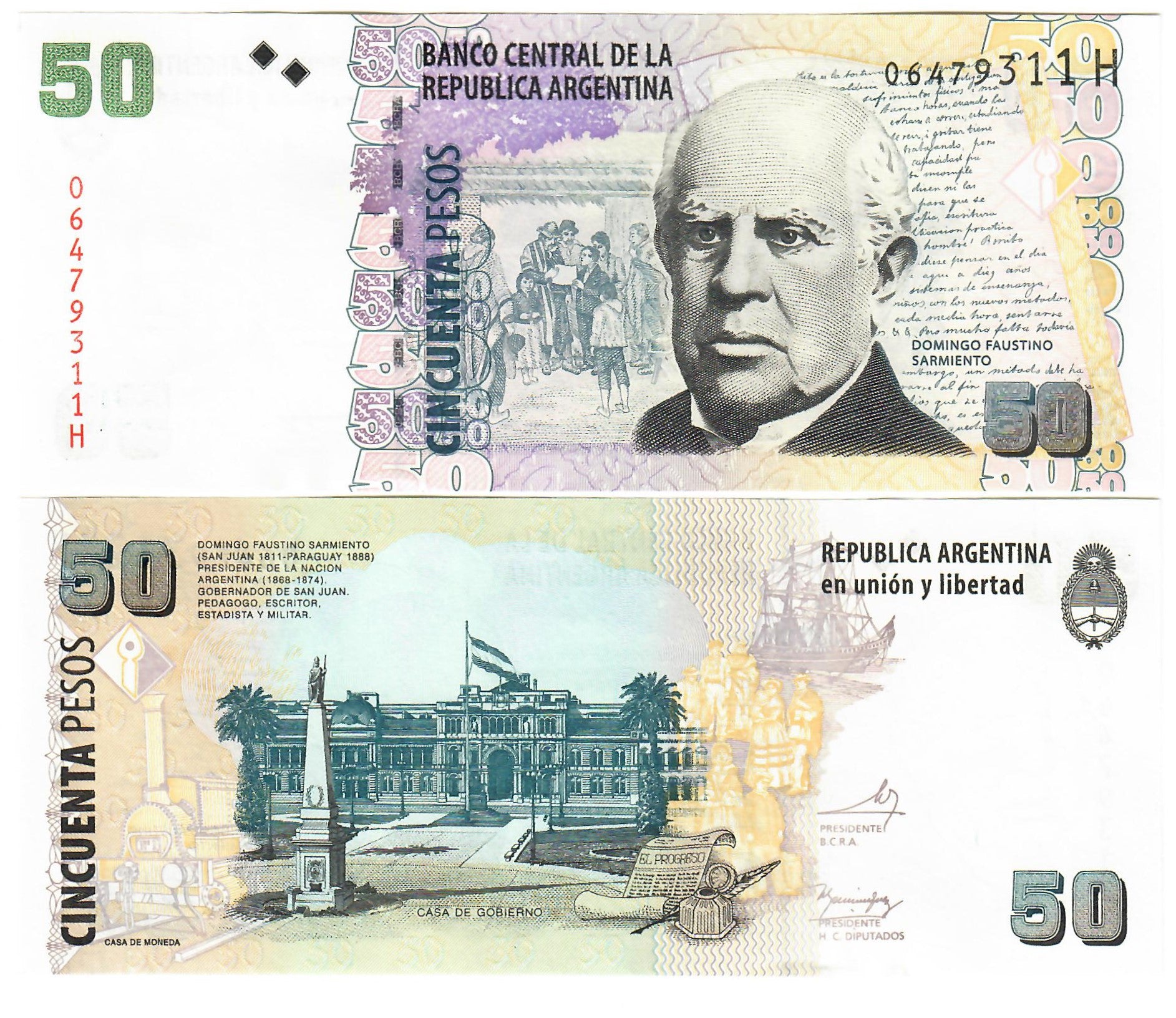 Argentina 50 Pesos 2002 (2013) UNC – Davenport-Banknotes-and-Coins