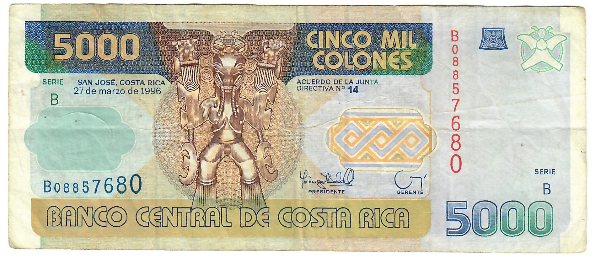Costa Rica 5000 Colones 1996 F – Davenport-Banknotes-and-Coins