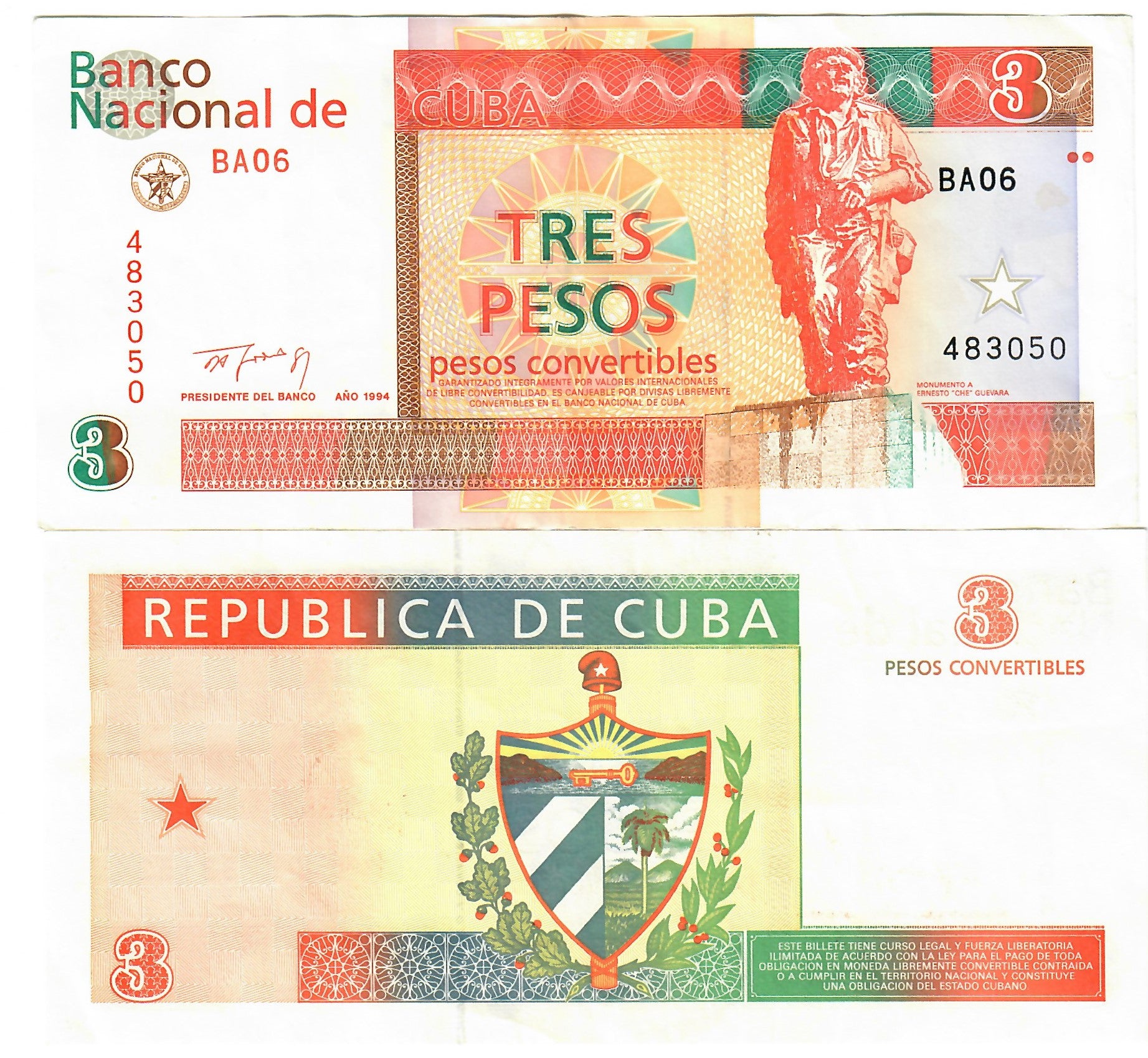 Caribbean 3 Pesos Convertibles 1994 EF – Davenport-Banknotes-and-Coins