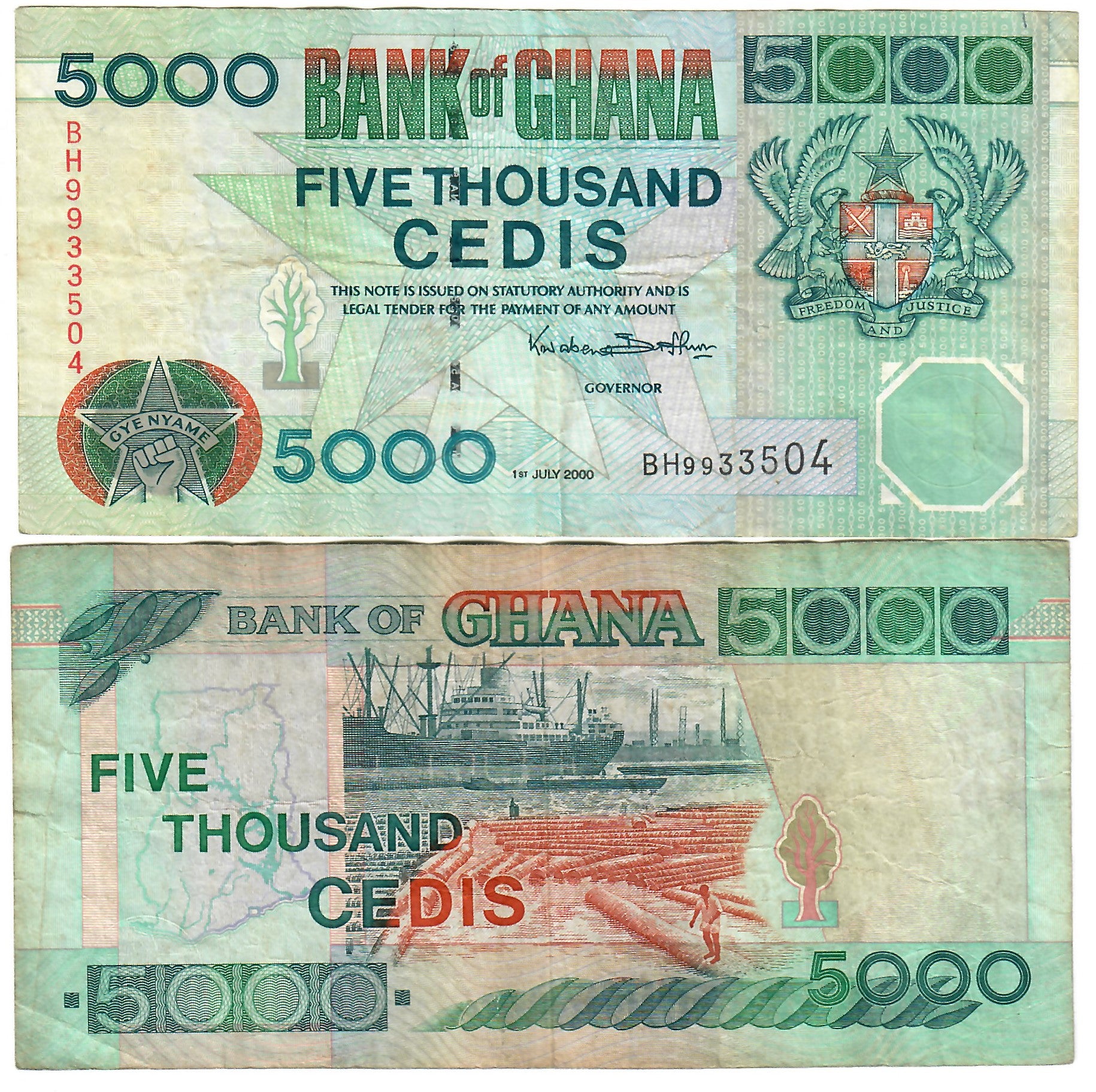 Ghana 5000 Cedis 2000 F/VF – Davenport-Banknotes-and-Coins