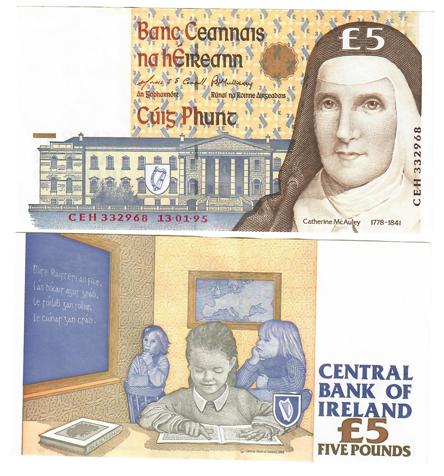 Ireland 5 Pounds 1995 EF/aUNC – Davenport-Banknotes-and-Coins