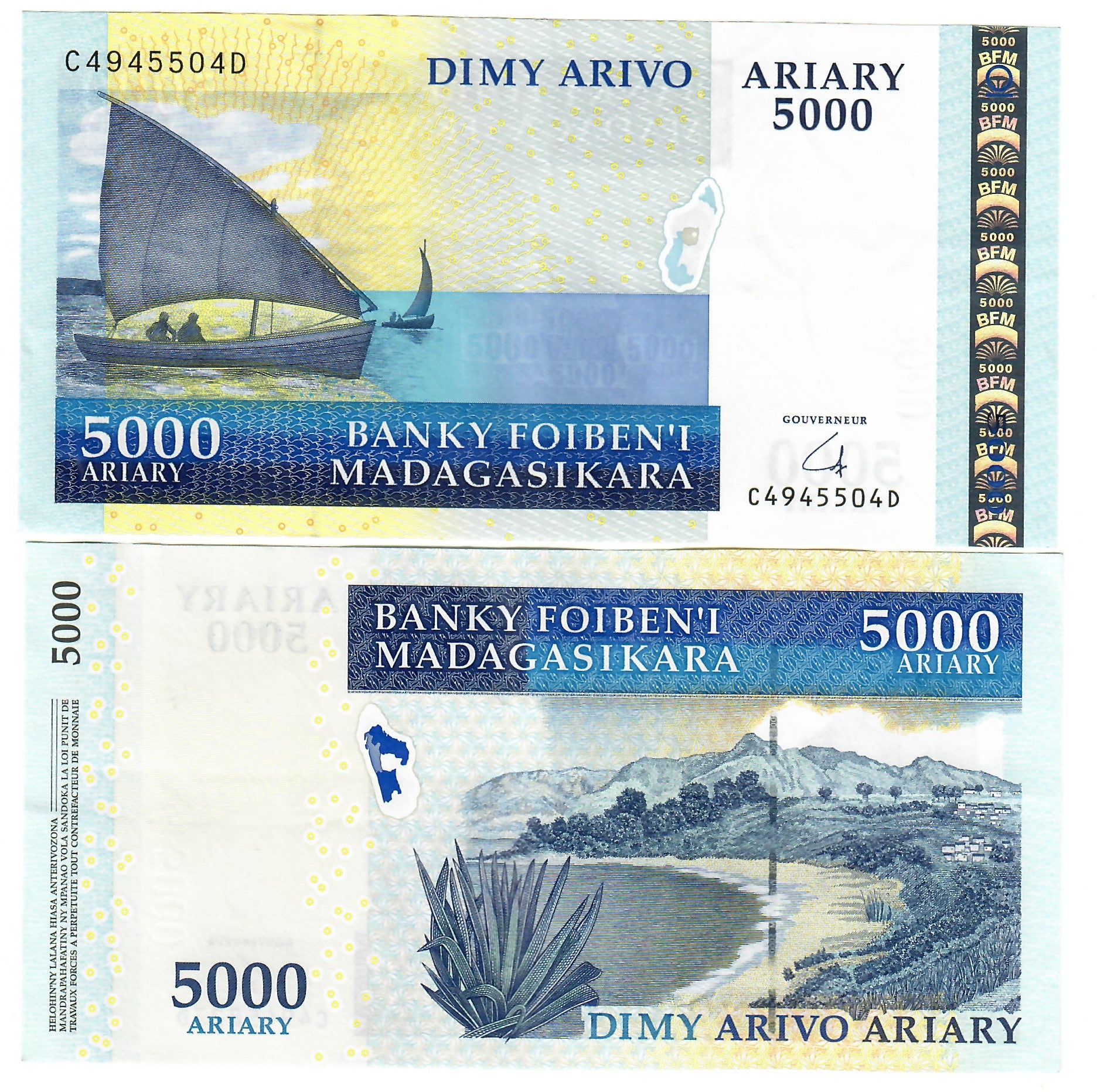 Madagascar 5000 Ariary 2003 (2006) EF – Davenport-Banknotes-and-Coins