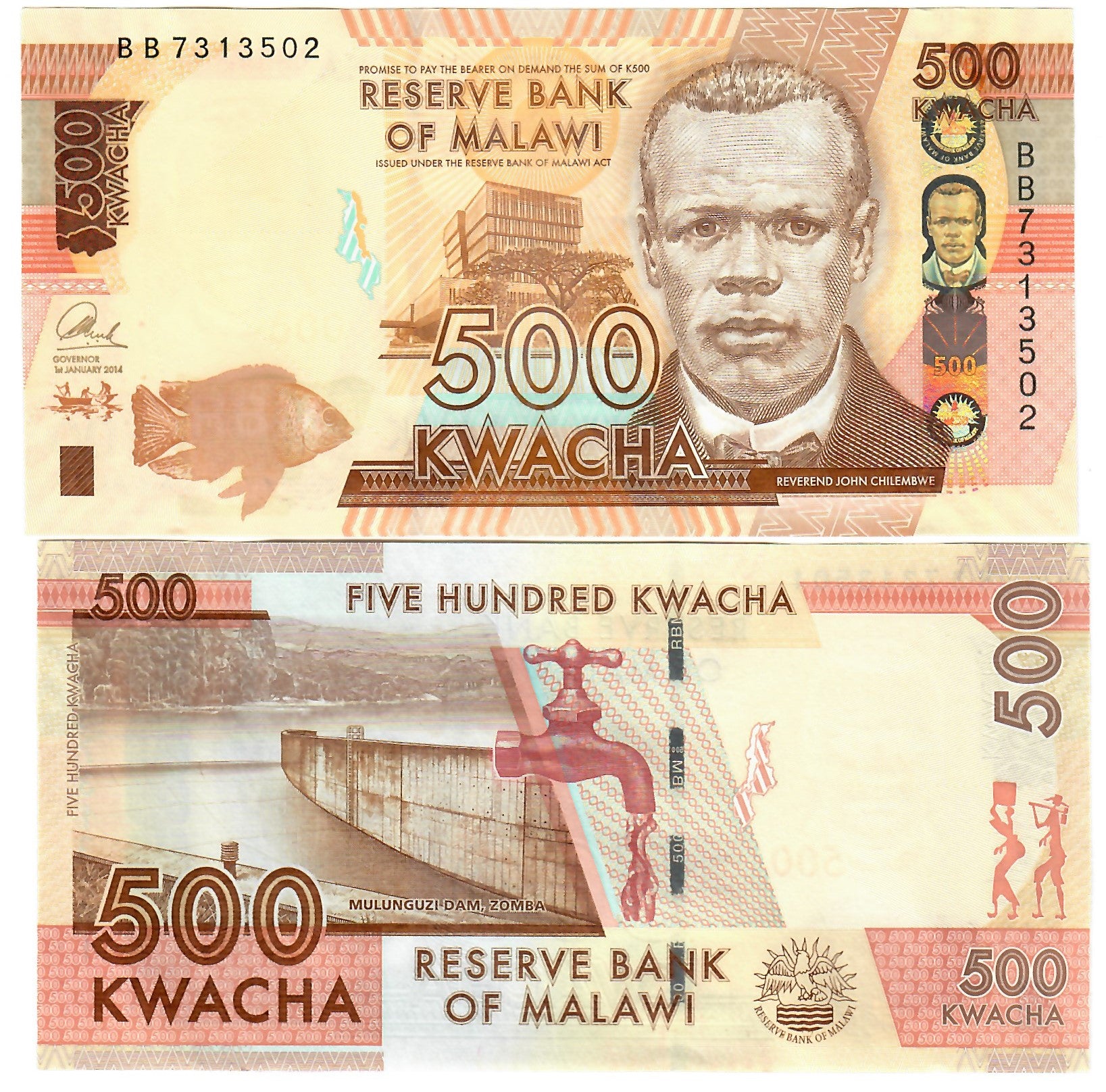 Malawi 500 Kwacha 2014 UNC – Davenport-Banknotes-and-Coins