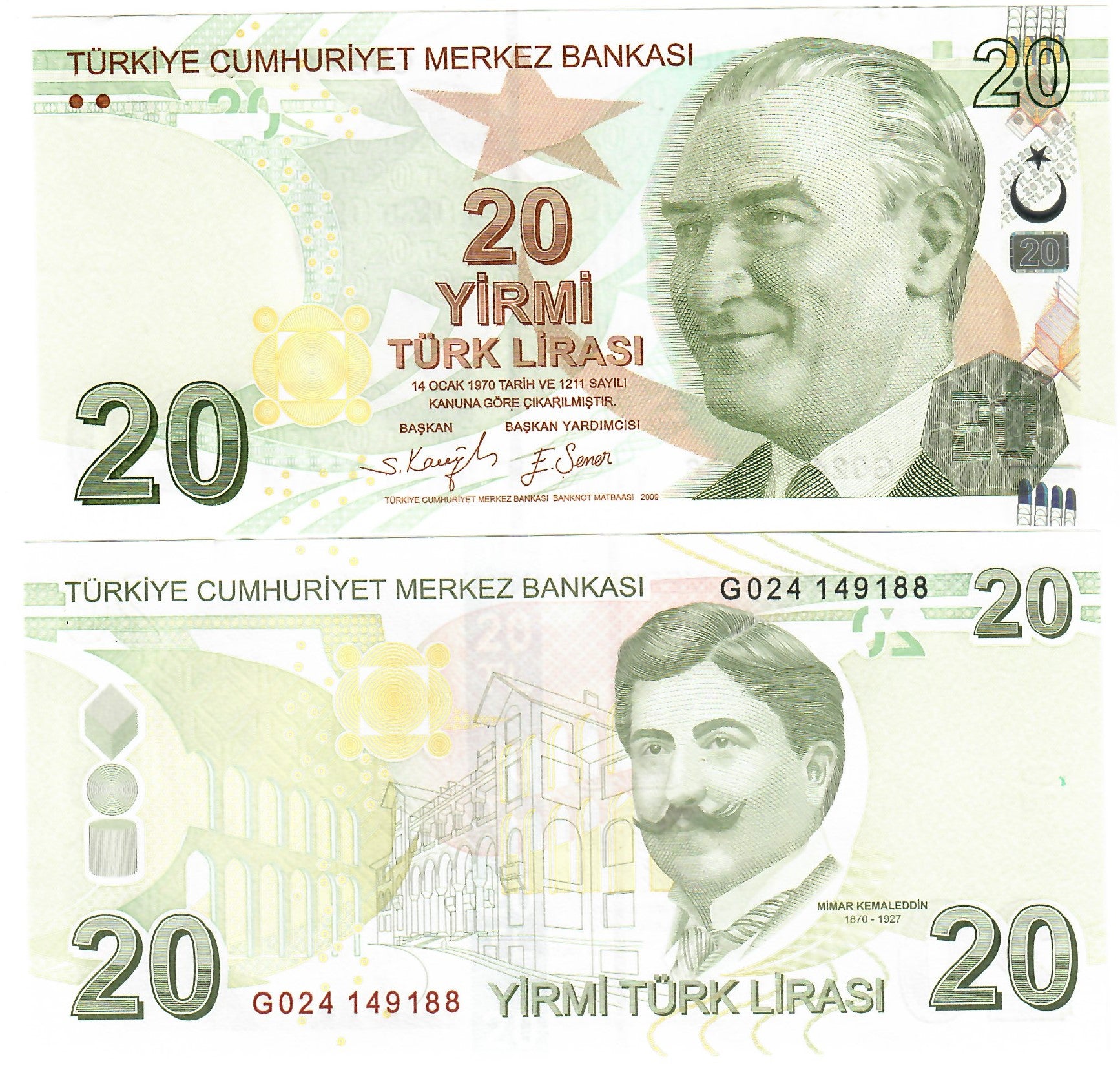 Turkey 20 Lira 2009 (2022) UNC "Kavcioglu/Sener" – Davenport-Banknotes ...