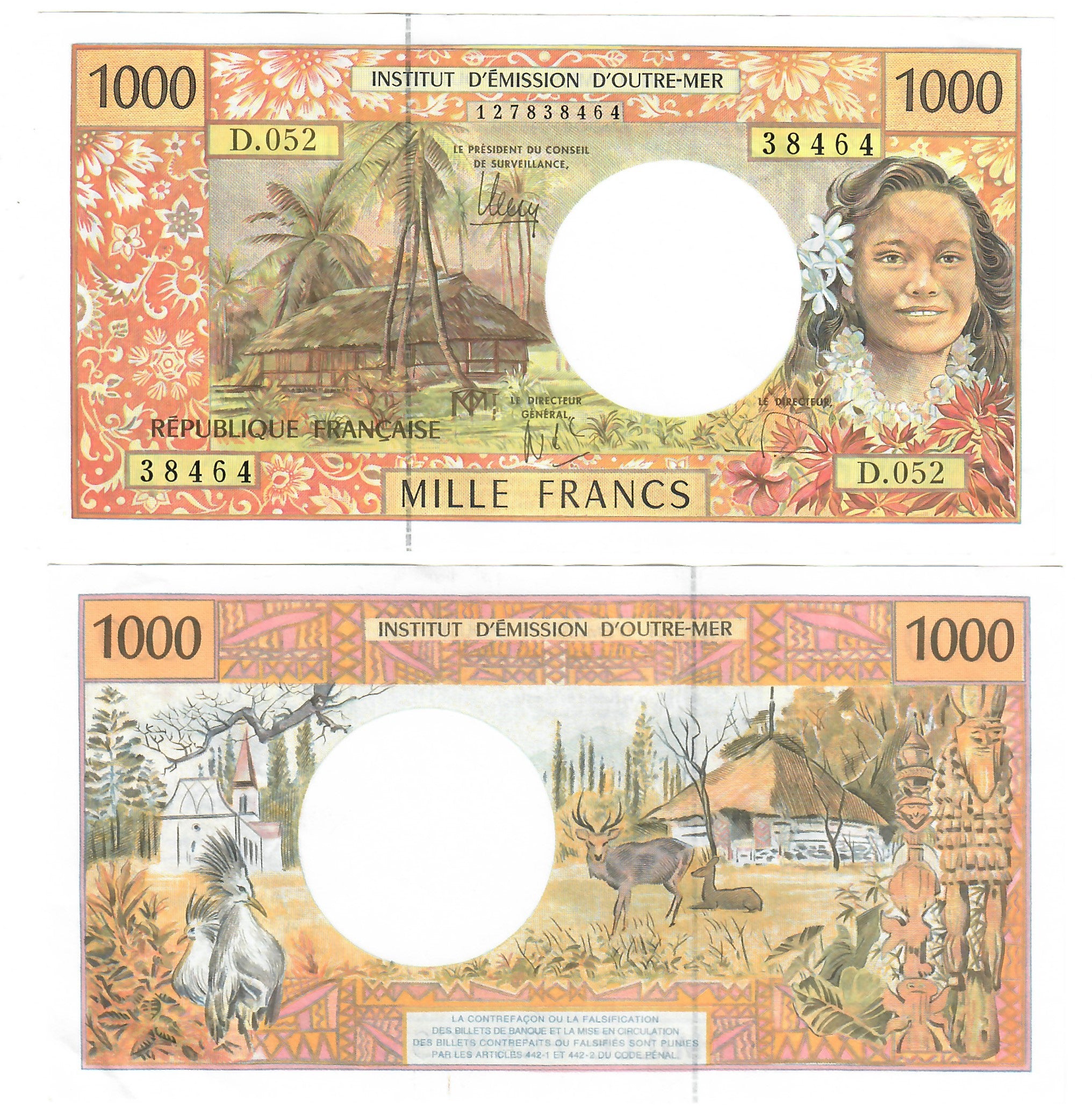 French Polynesia 1000 Francs CFP 2012 (Sig 13) EF/aUNC – Davenport ...